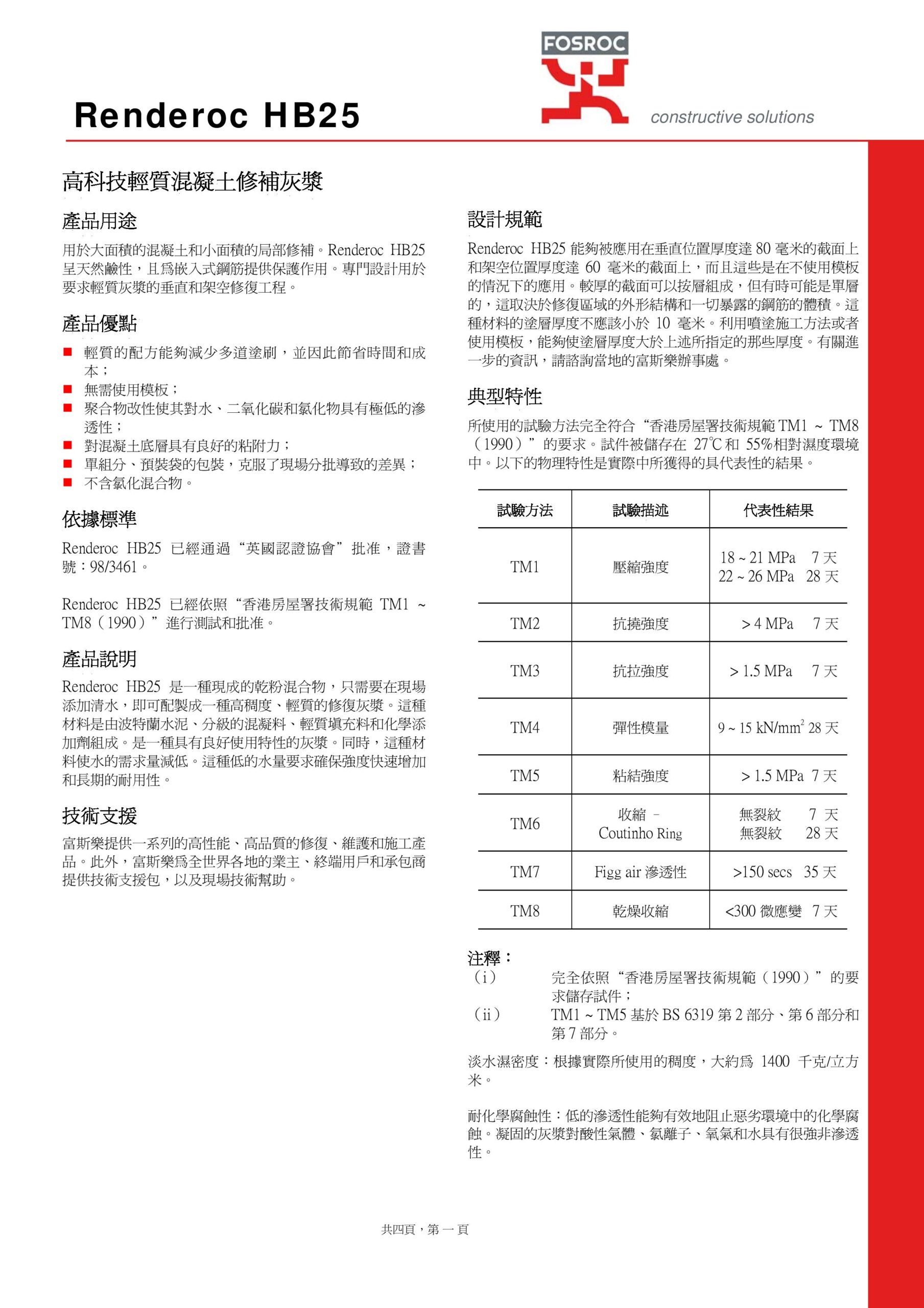 Fosroc Renderoc HB25 (18kg) - 保堅建築物料有限公司Bokeen Construction Materials ...